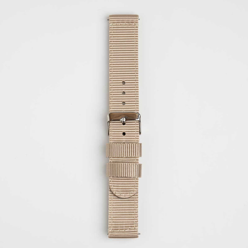 Beige Nylon Quick Release Watch Strap