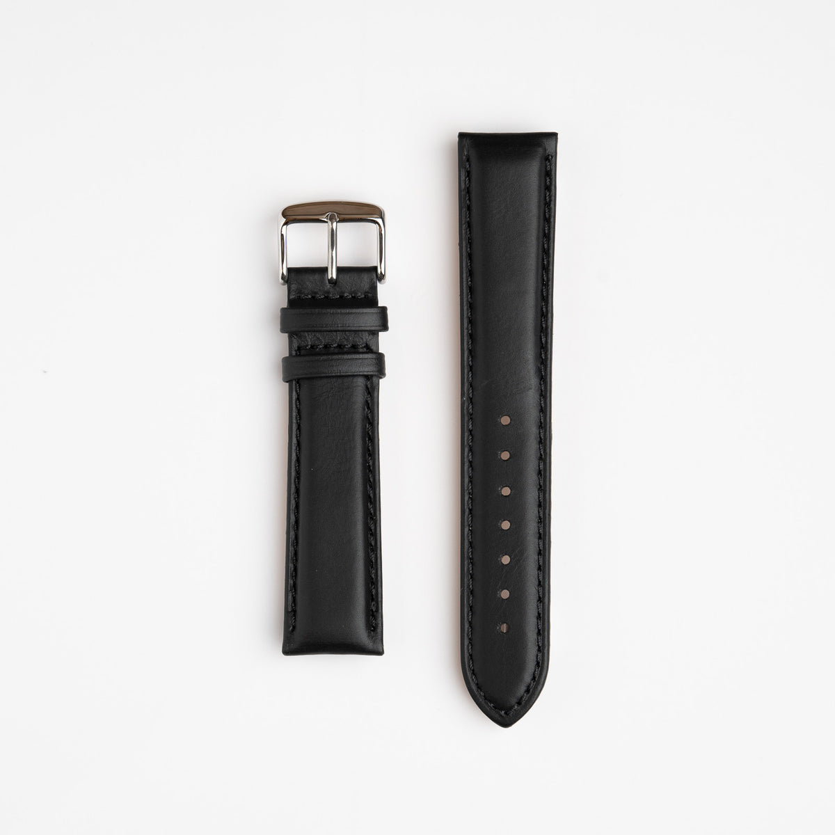 Black Traditional Padded Leather Watch Strap