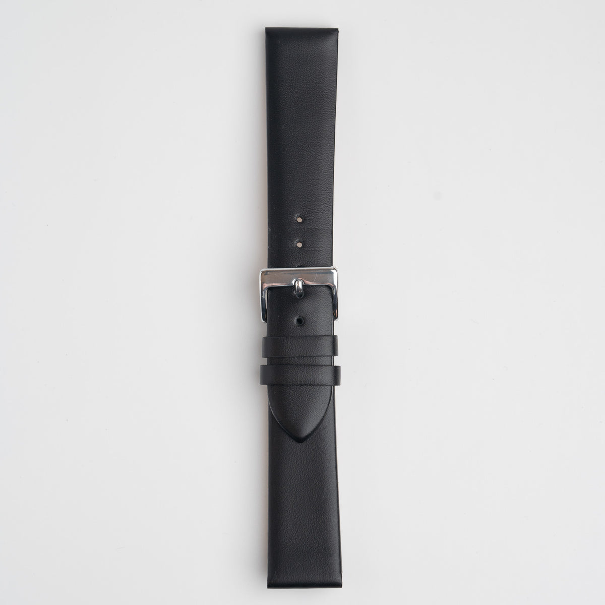 Black Unstitched Smooth Extra Long Leather Watch Strap