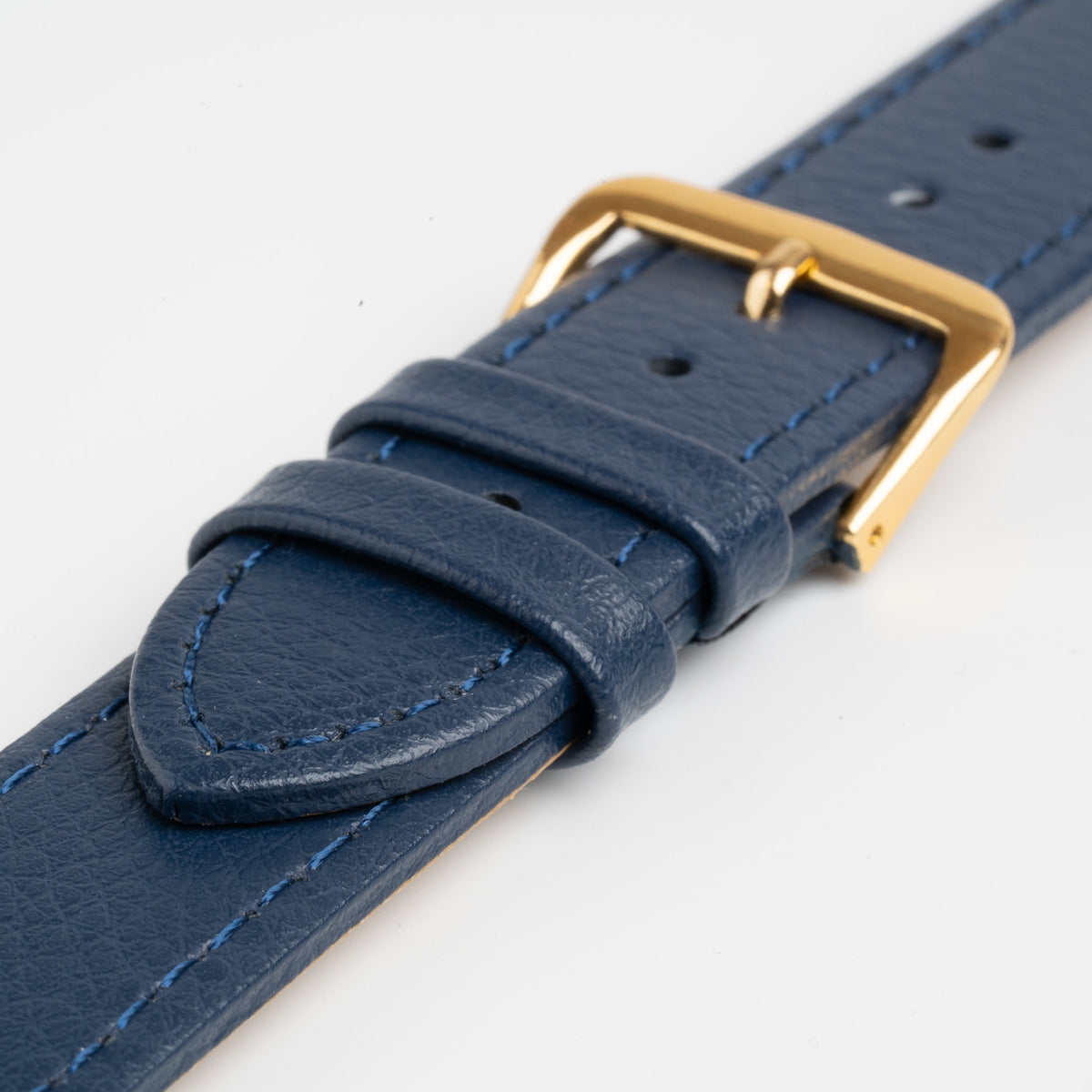 Blue Extra Long Buffalo Grain Leather Watch Strap