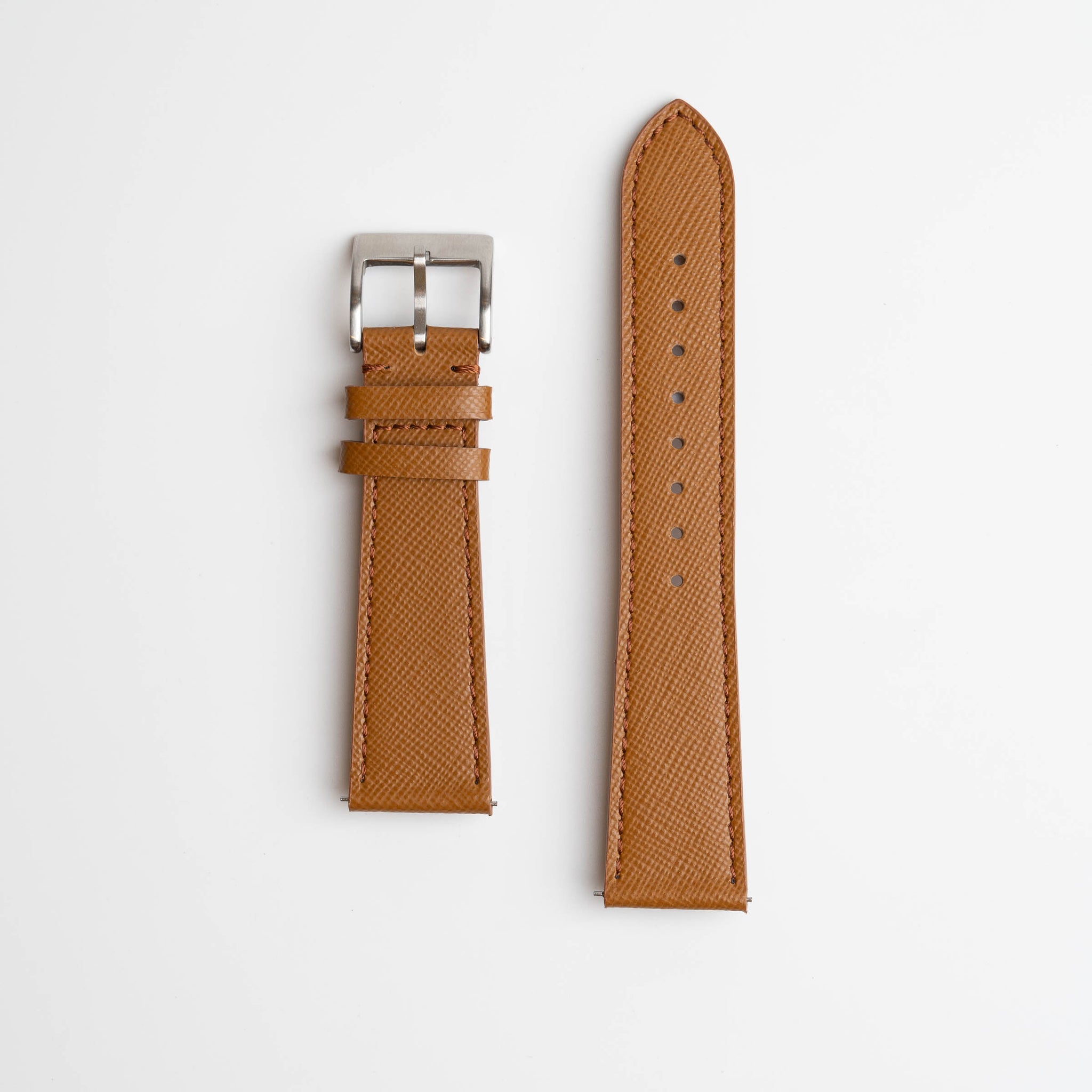 Brown Saffiano Leather Watch Strap