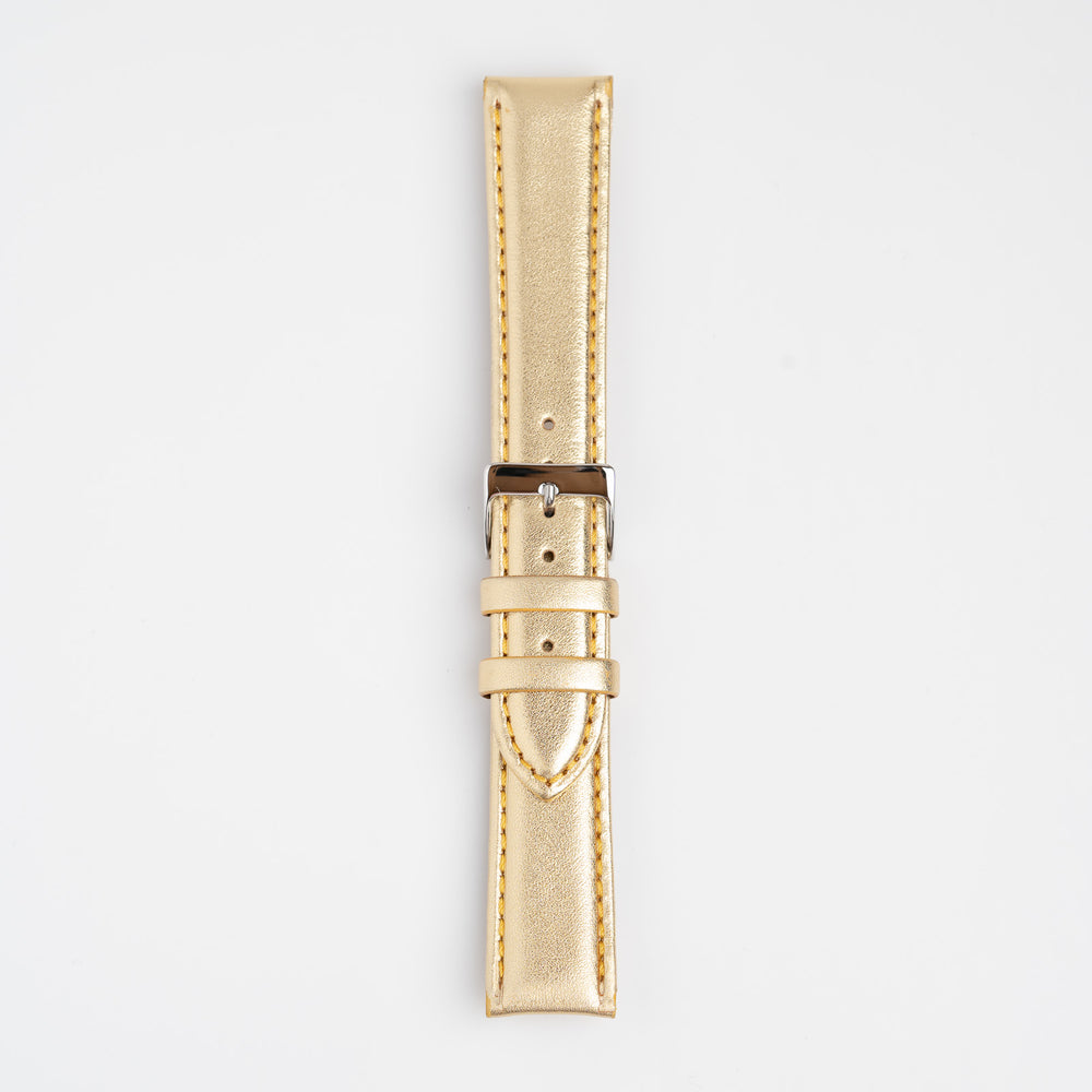 Gold Metallic Leather Watch Strap