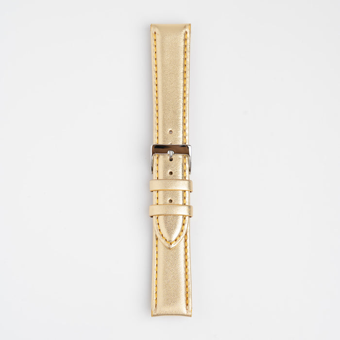 Gold Metallic Leather Watch Strap