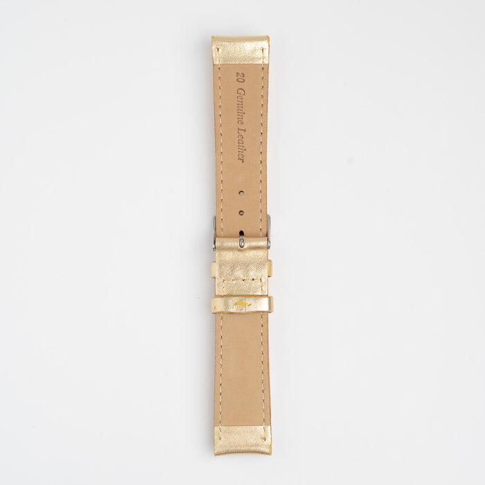 Gold Metallic Leather Watch Strap