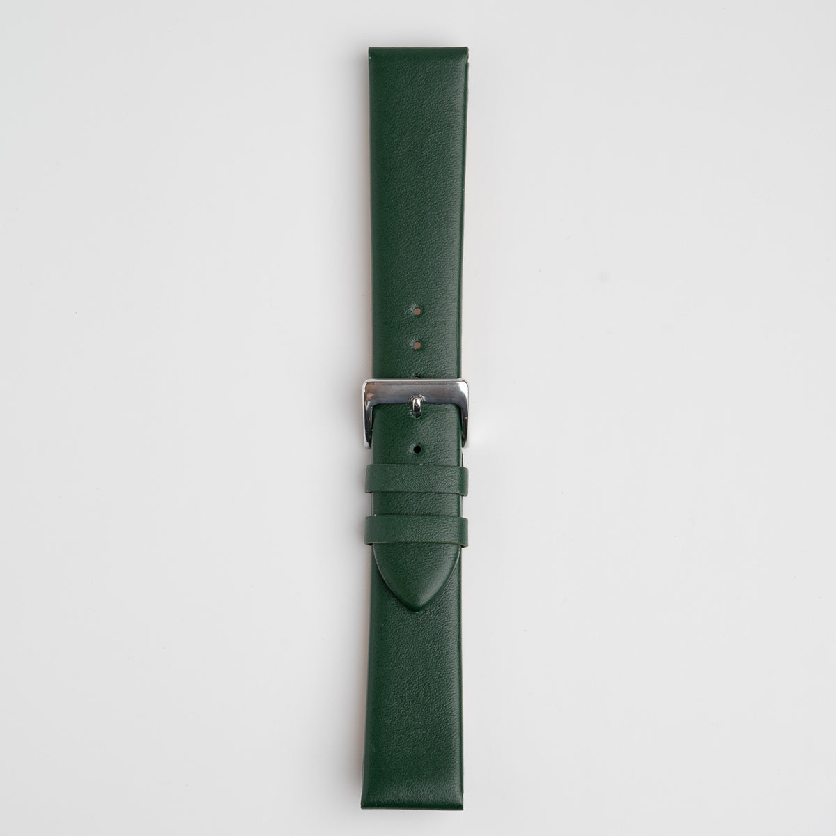 Green Unstitched Smooth Extra Long Leather Watch Strap