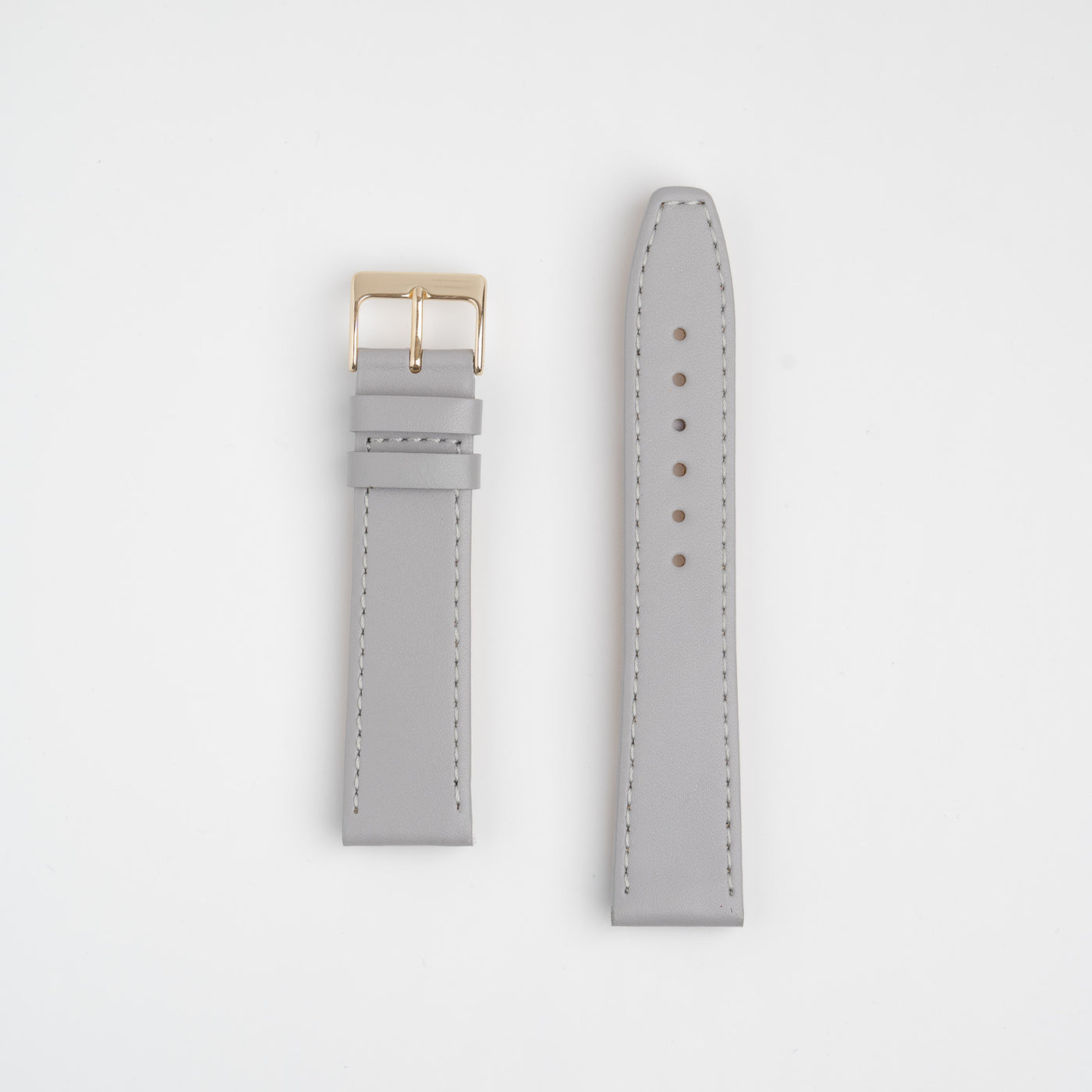 Grey Timeless Plain Stitched Genuine Leather Watch Strap