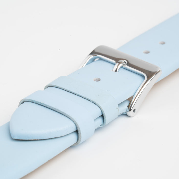 Light Blue Unstitched Smooth Leather Watch Strap