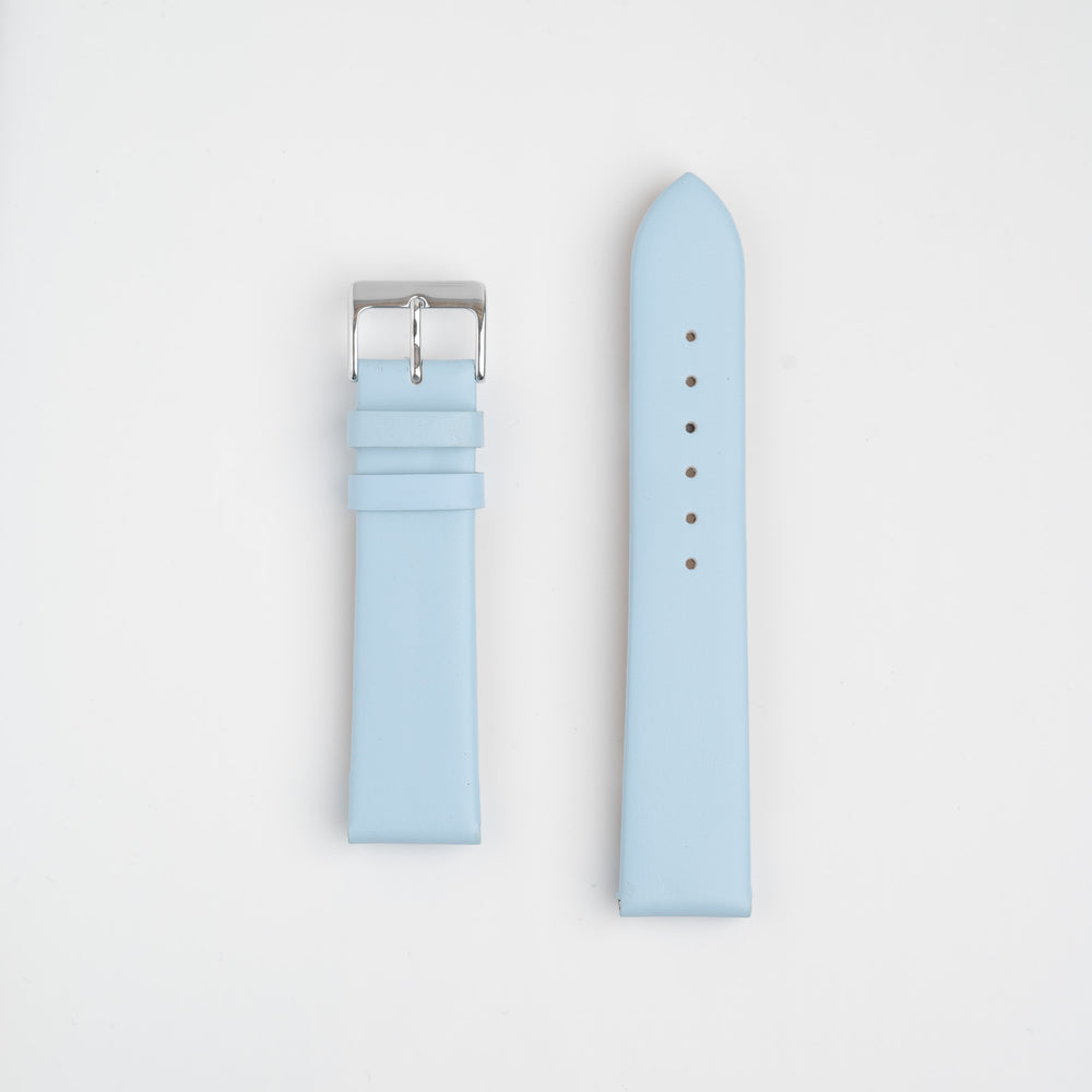 Light Blue Unstitched Smooth Leather Watch Strap