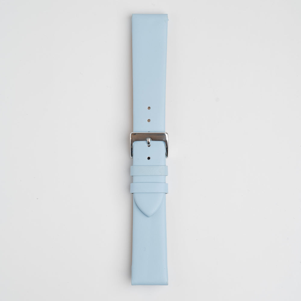 Light Blue Unstitched Smooth Leather Watch Strap