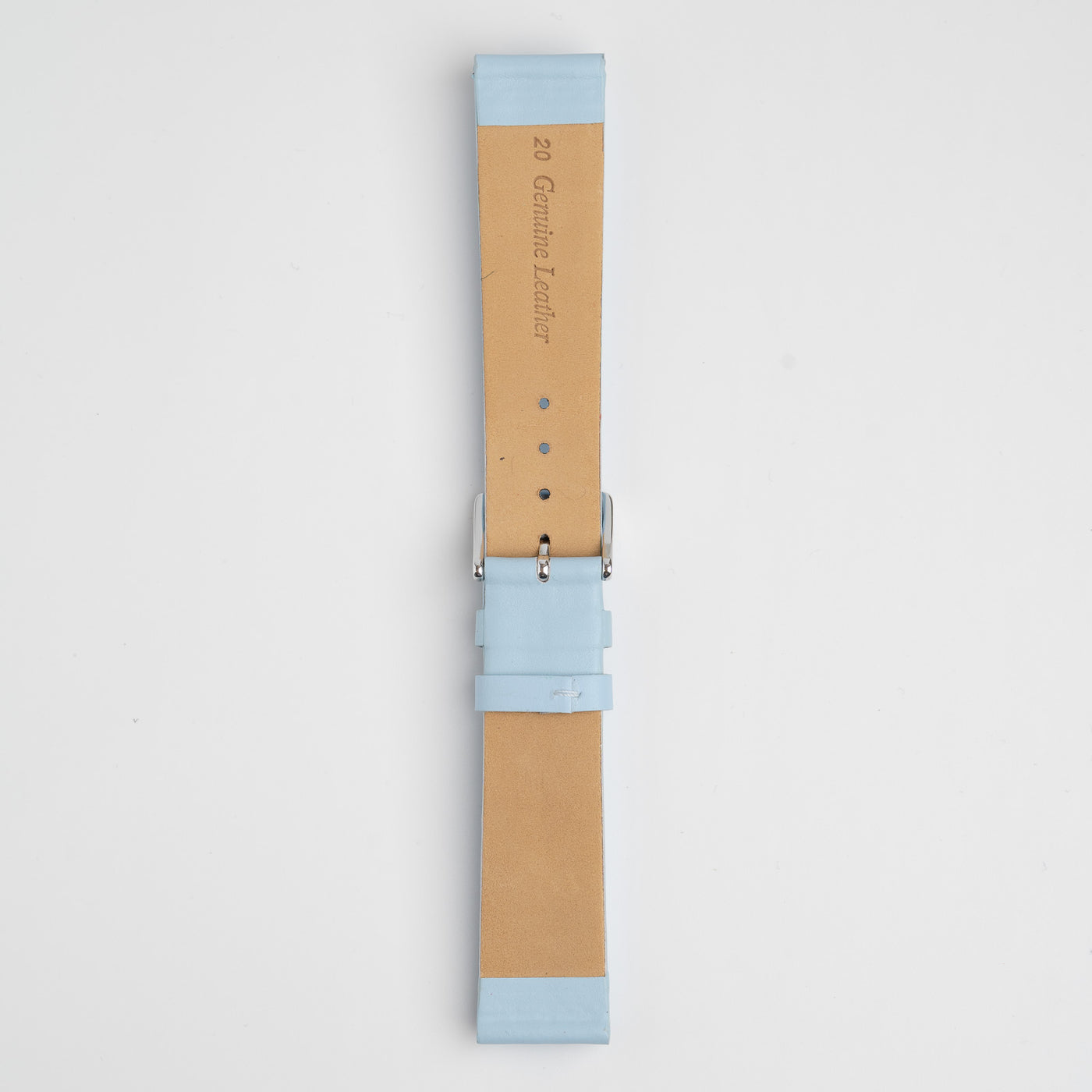 Light Blue Unstitched Smooth Leather Watch Strap