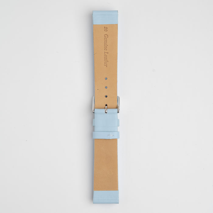 Light Blue Unstitched Smooth Leather Watch Strap