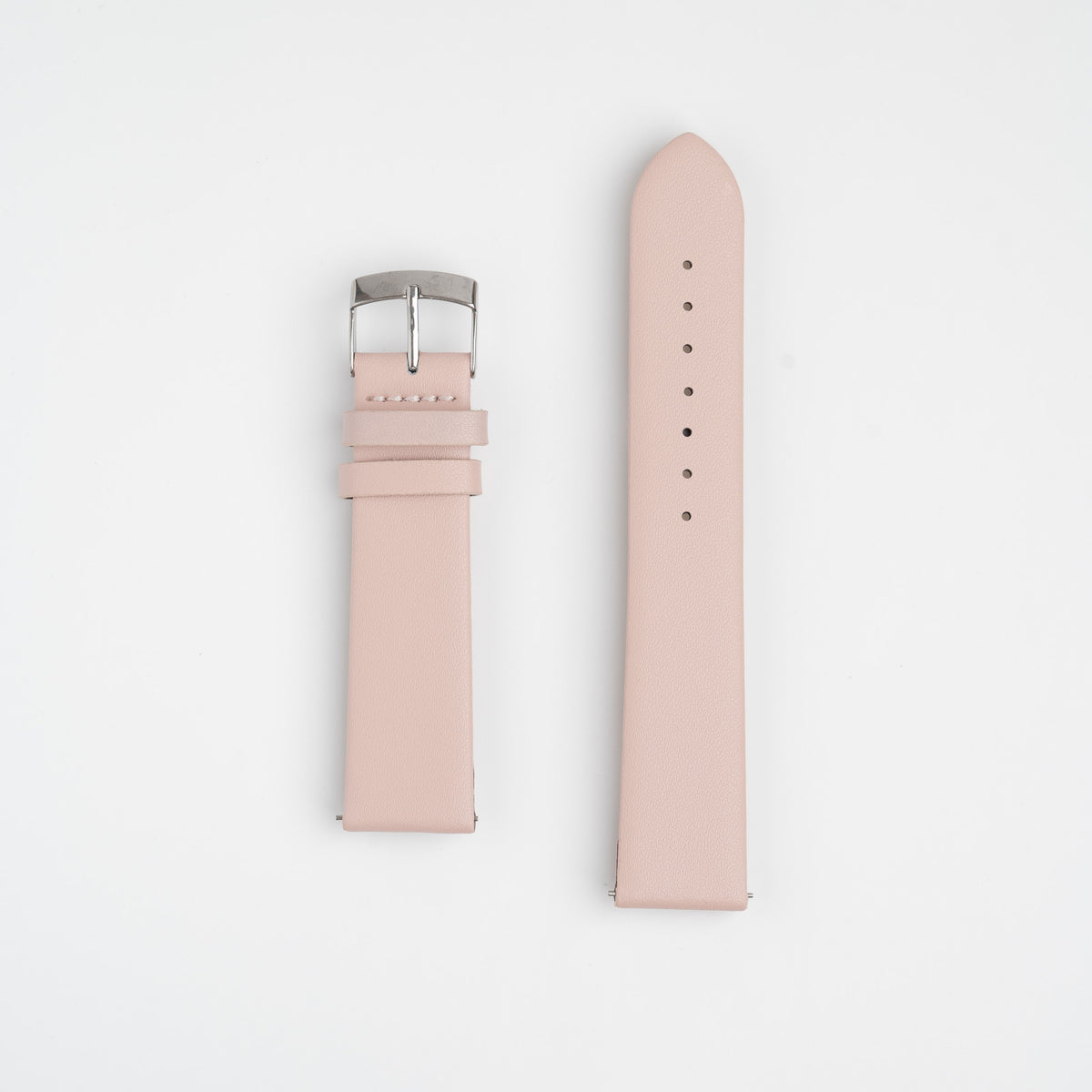 Pink Plain Leather Quick Release Watch Strap