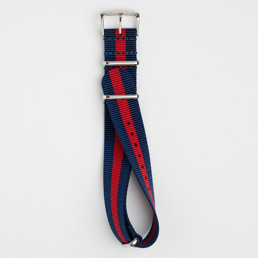 Red Blue Nylon Military Watch Strap