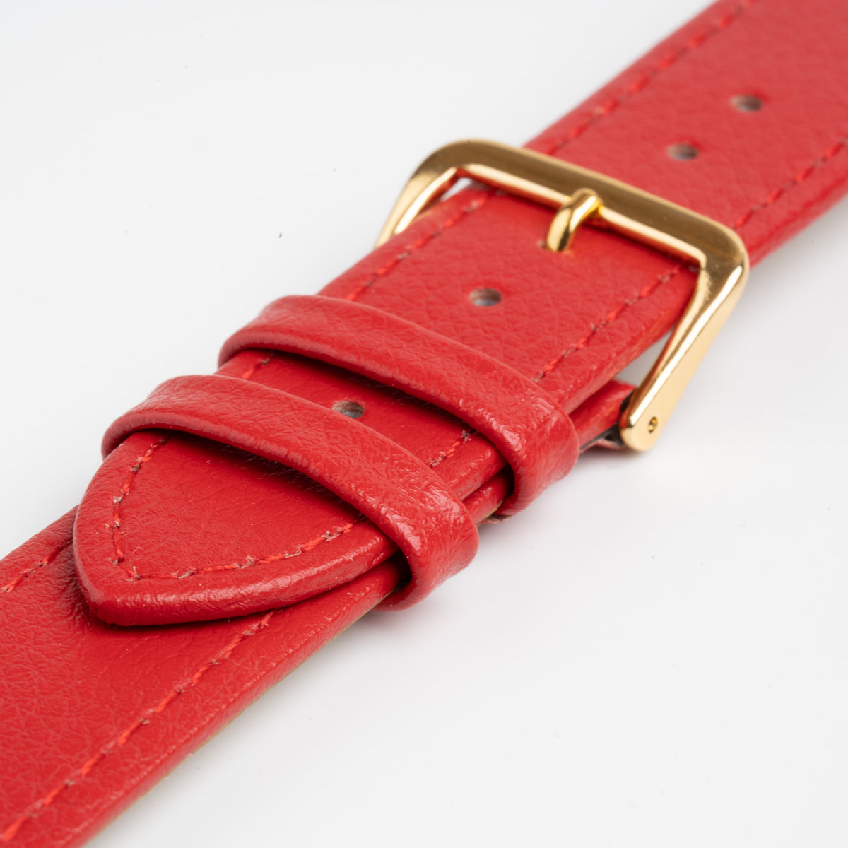 Red Extra Long Buffalo Grain Leather Watch Strap