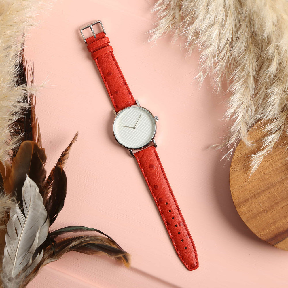 Red Ostrich Grain Watch Strap