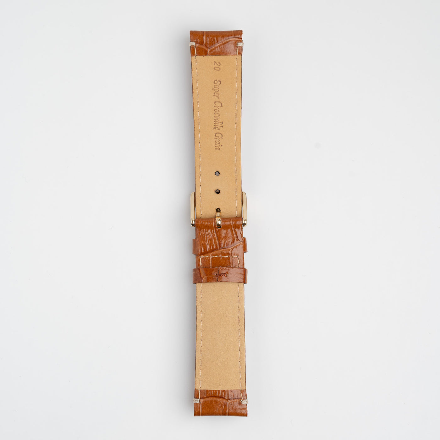 Tan Alligator Grain Contrast Stitch Watch Strap