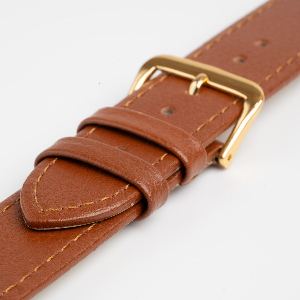 Tan Extra Long Buffalo Grain Leather Watch Strap