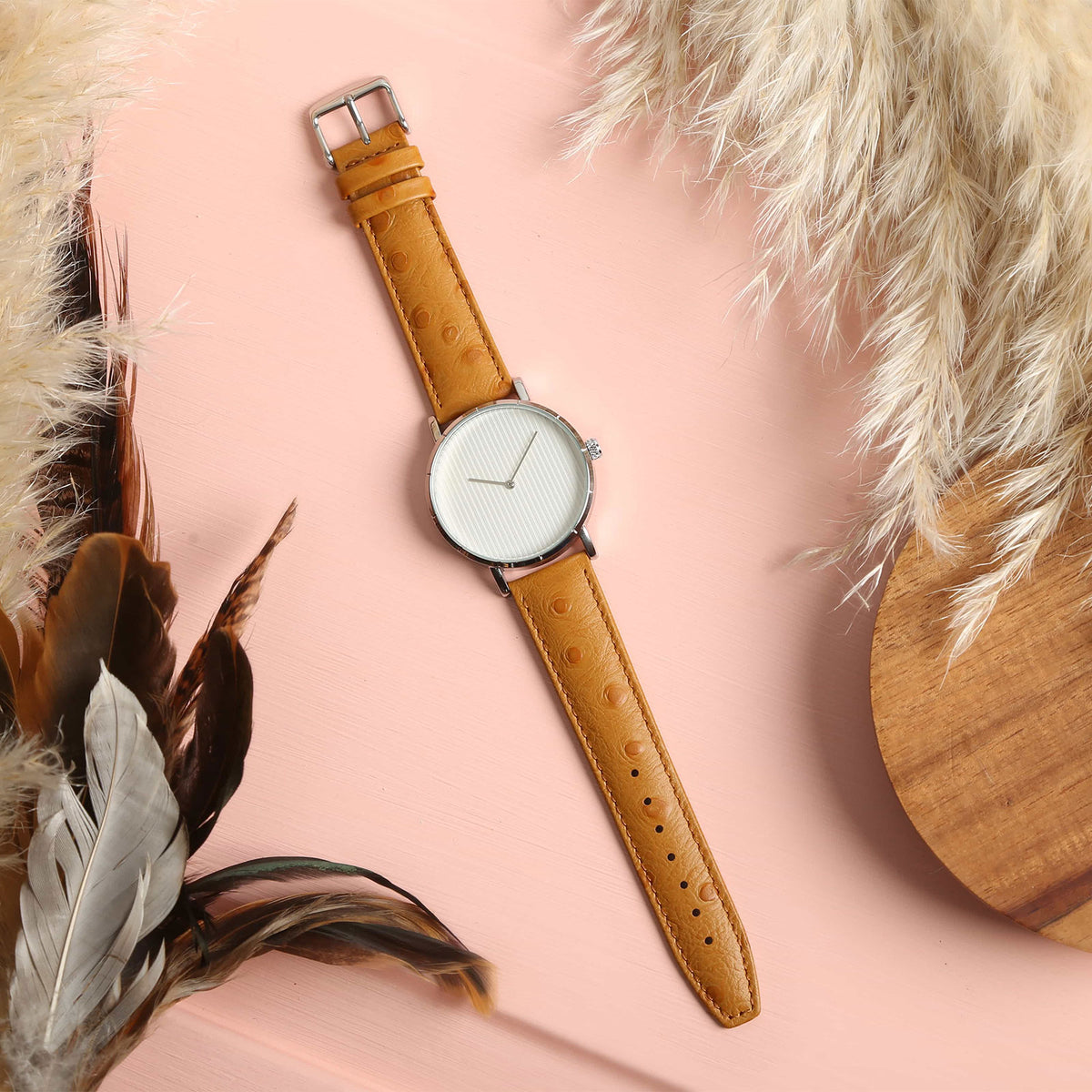 Tan Ostrich Grain Watch Strap