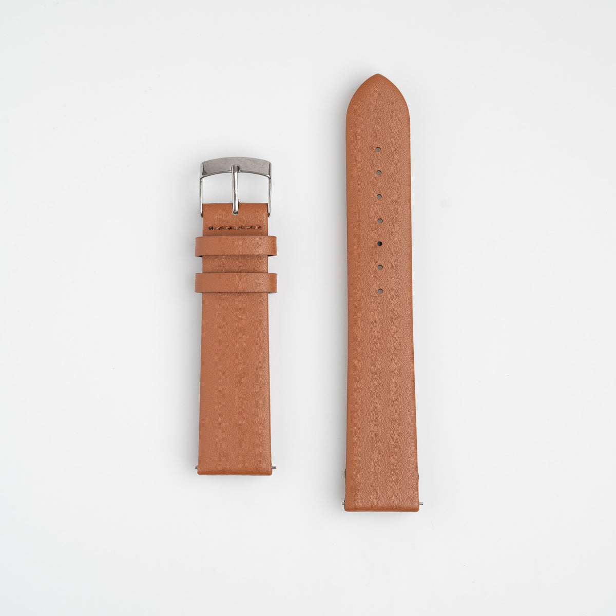 Tan Plain Leather Quick Release Watch Strap