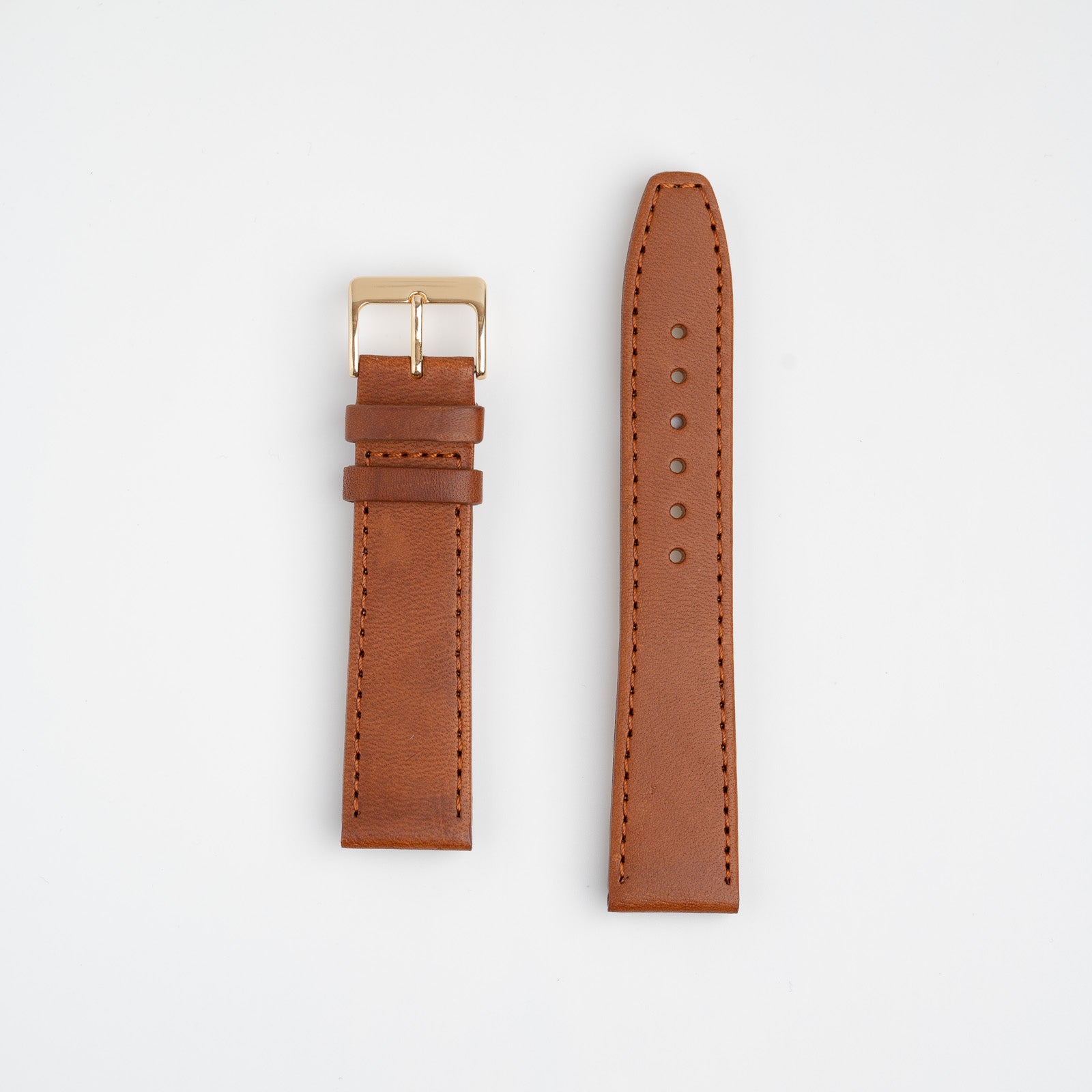 Tan Timeless Plain Stitched Genuine Leather Watch Strap