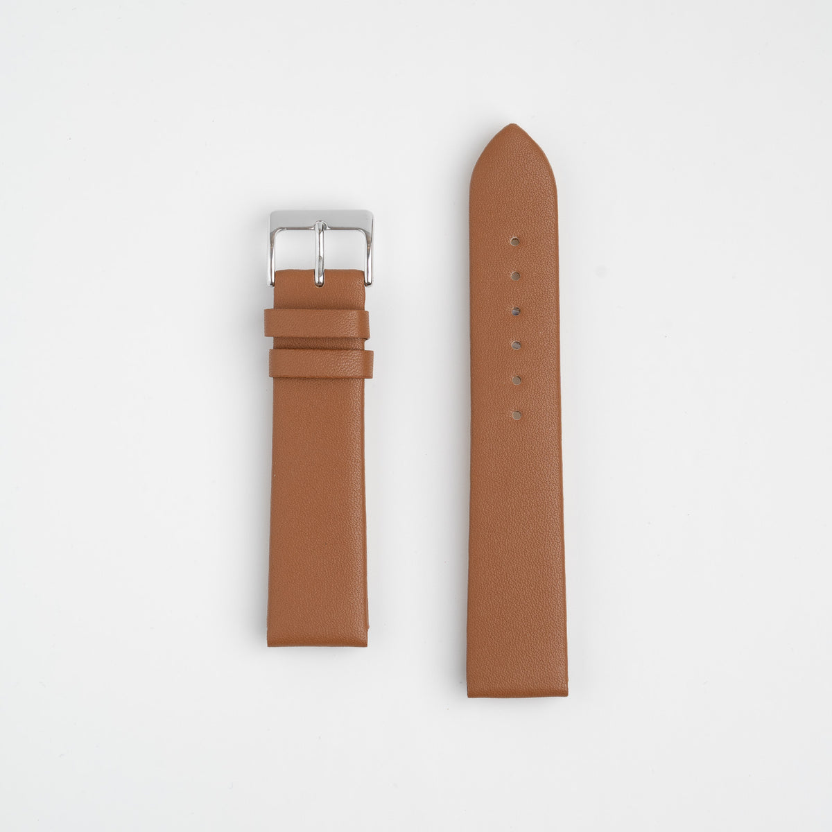 Tan Unstitched Smooth Extra Long Leather Watch Strap