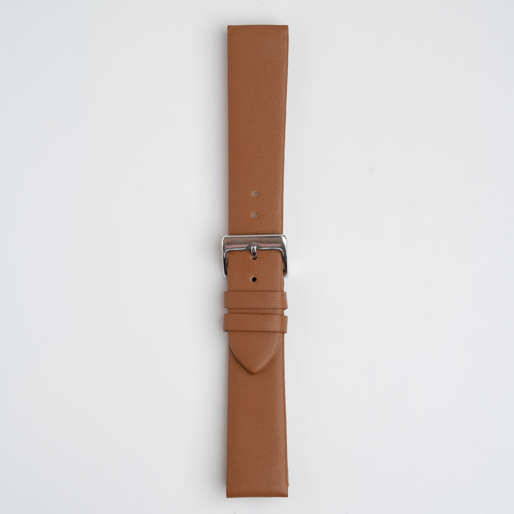 Tan Unstitched Smooth Extra Long Leather Watch Strap