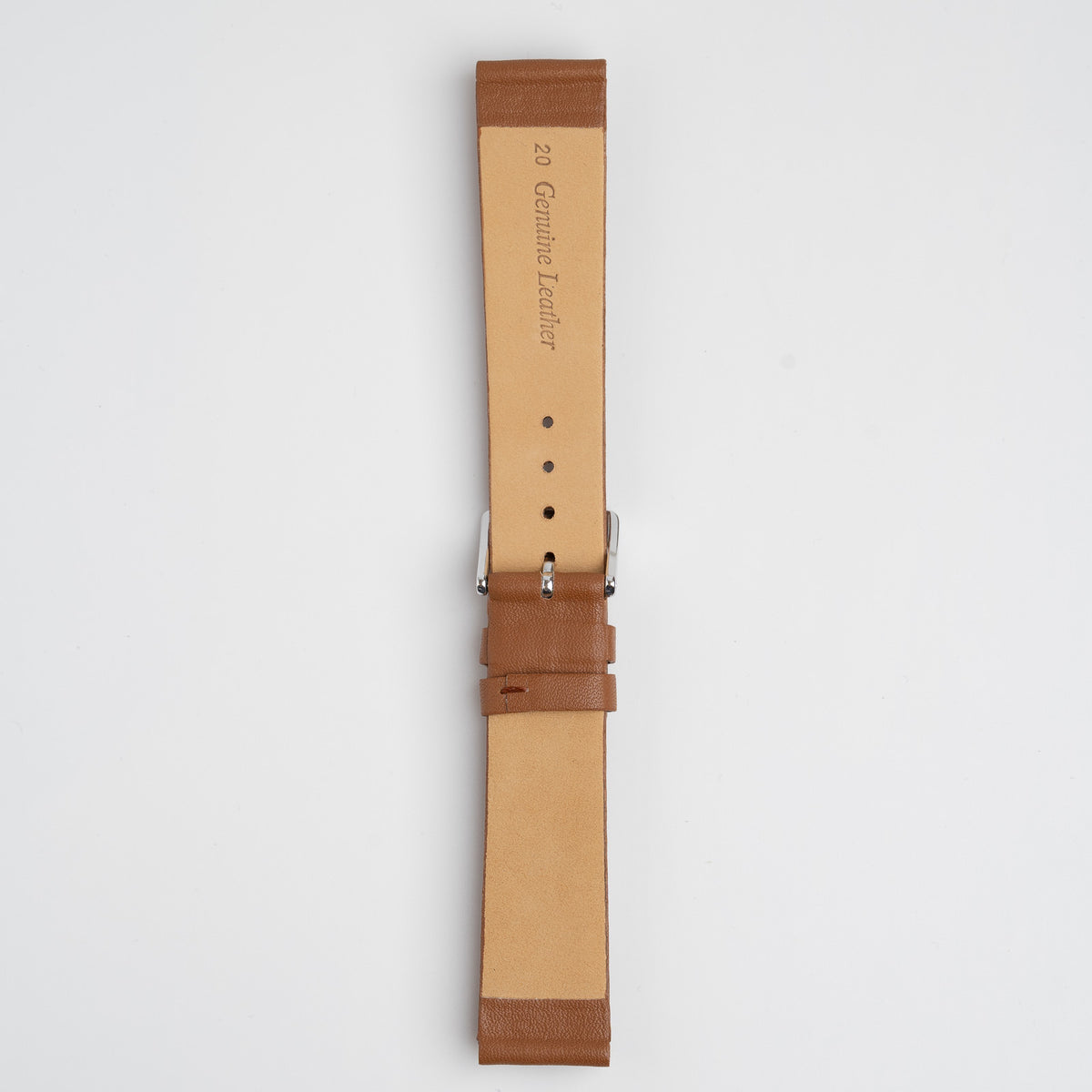 Tan Unstitched Smooth Extra Long Leather Watch Strap