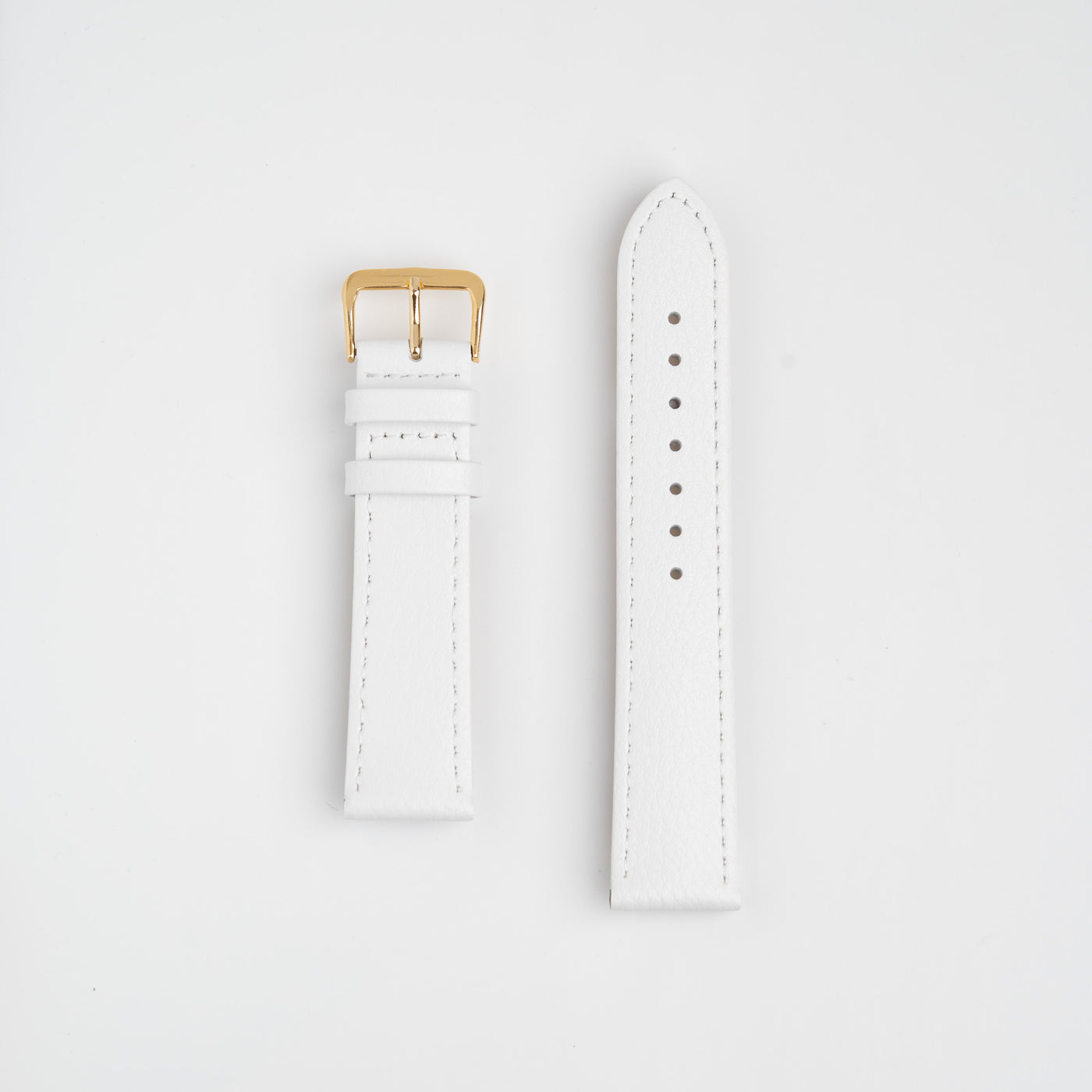 White Extra Long Buffalo Grain Leather Watch Strap