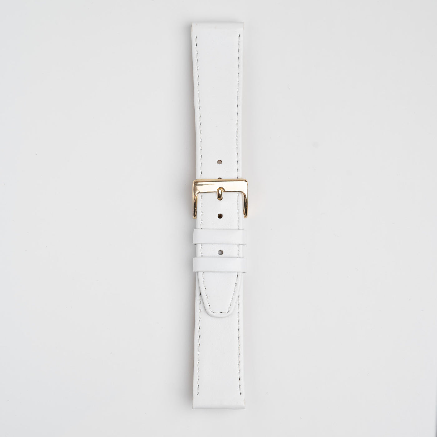 White Timeless Plain Stitched Genuine Leather Watch Strap