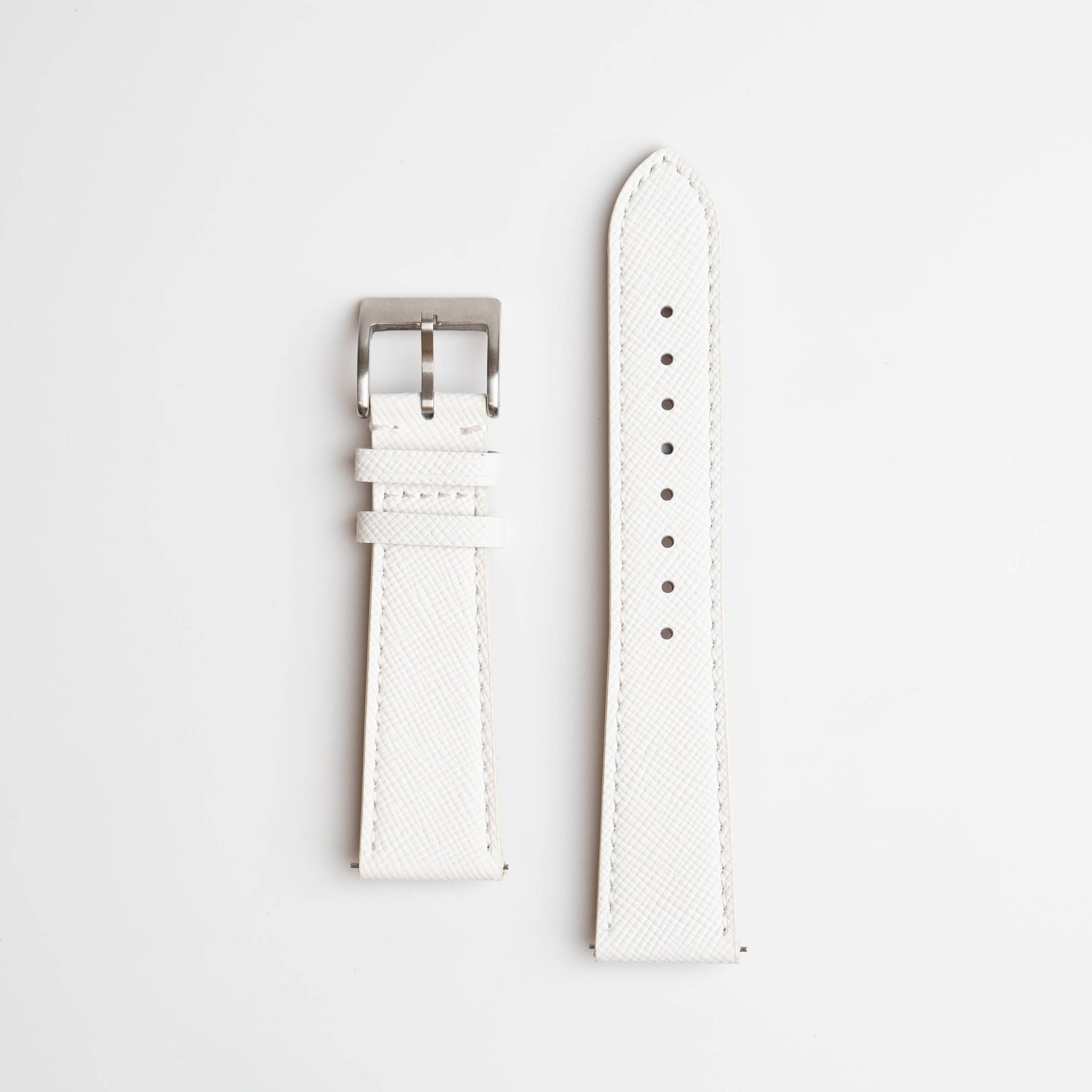 White Saffiano Leather Watch Strap
