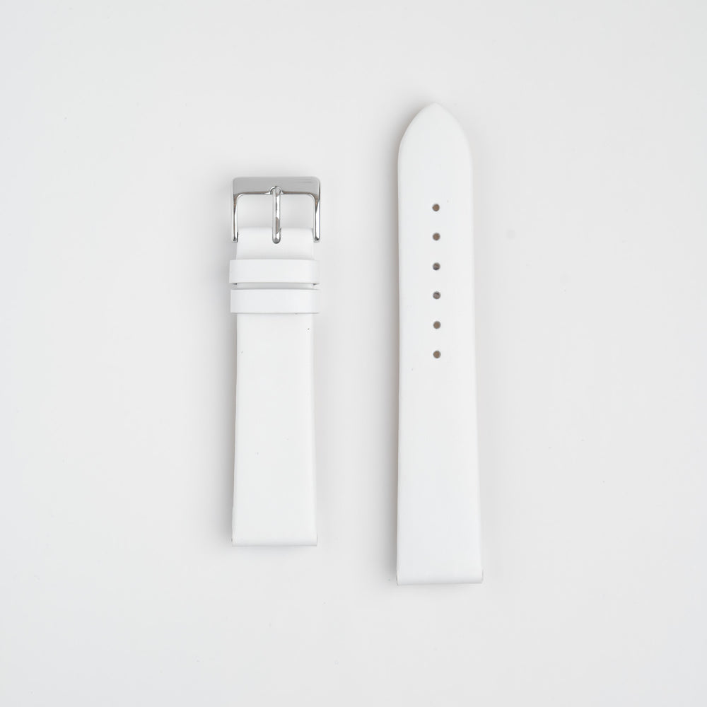 White Unstitched Smooth Extra Long Leather Watch Strap