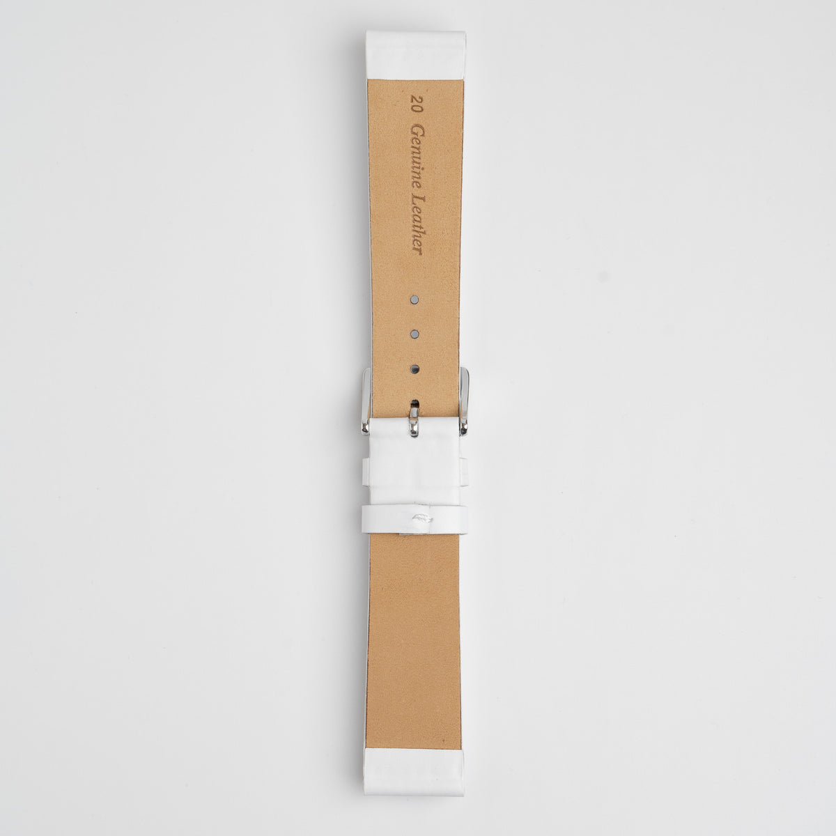 White Unstitched Smooth Extra Long Leather Watch Strap